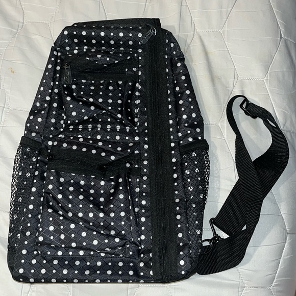 thirty-one | Bags | Thirty One Mini Backpack Black With White Dots 2 ...